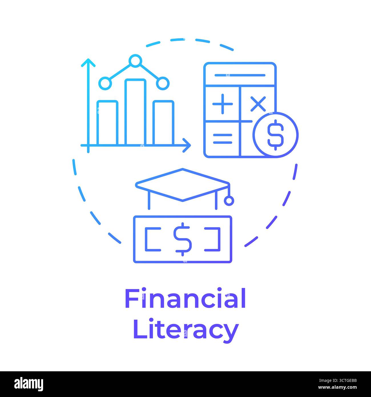 Financial literacy blue gradient concept icon Stock Vector Image & Art ...