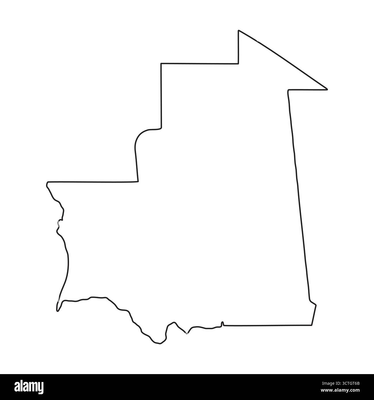 Mauritania Map Outline, African Nation Geography Stock Vector Image ...
