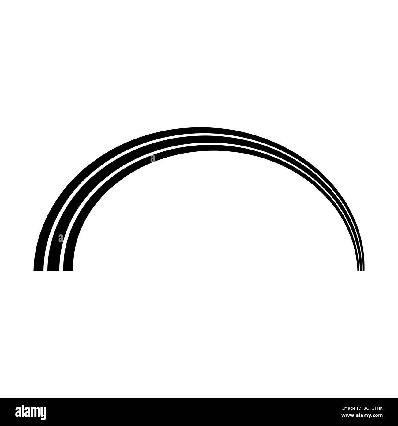 Three nested black arch forming a clean semicircular black rainbow ...