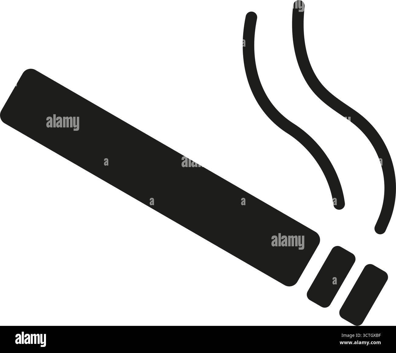 Smoking Cigarette Solid Icon. Tobacco Use And Smoking Hazard Silhouette ...