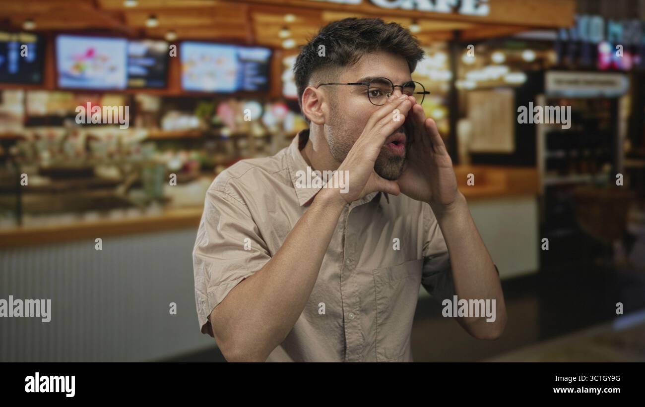 Yell hands cupping mouth hi-res stock photography and images - Alamy
