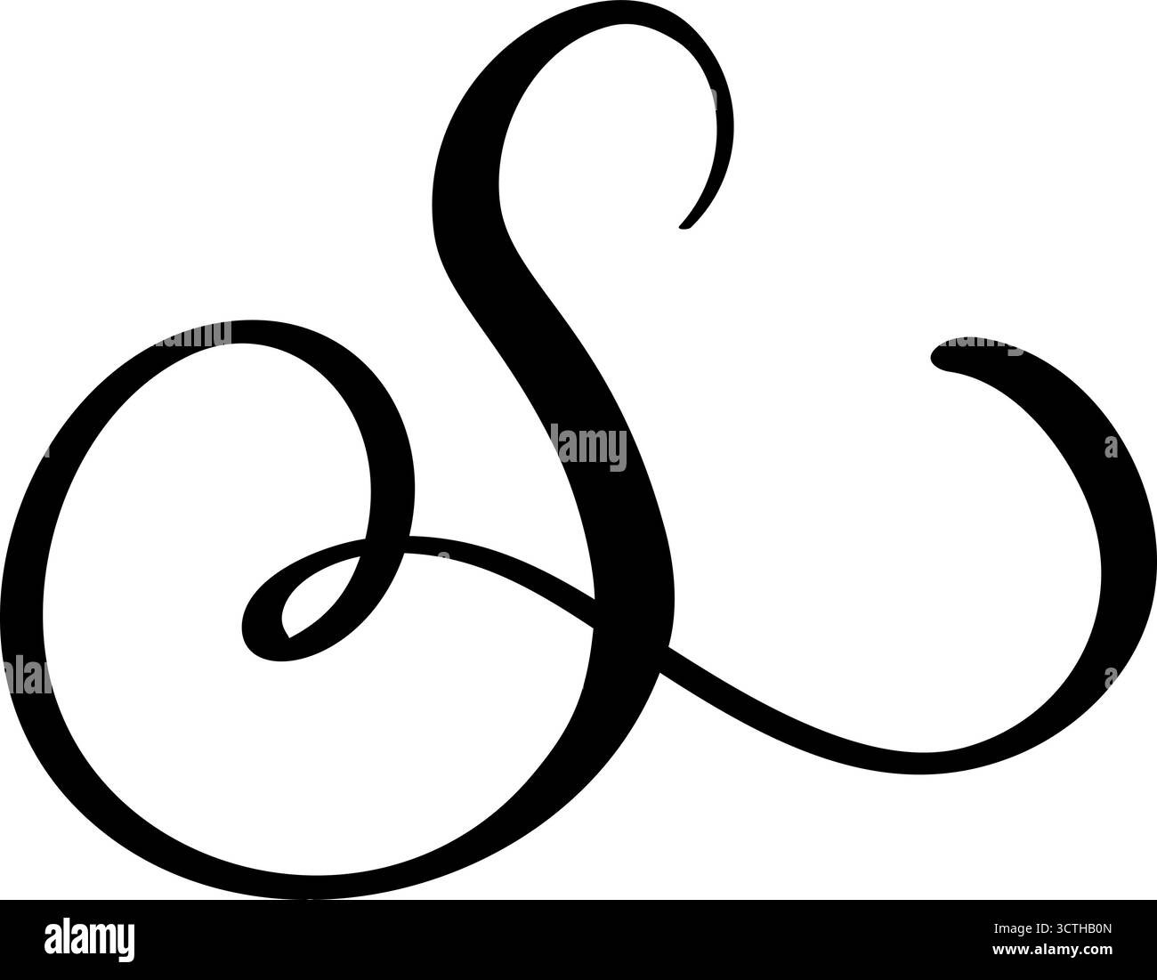 Hand drawn vector calligraphy letter S. Script capital font logo. style ...