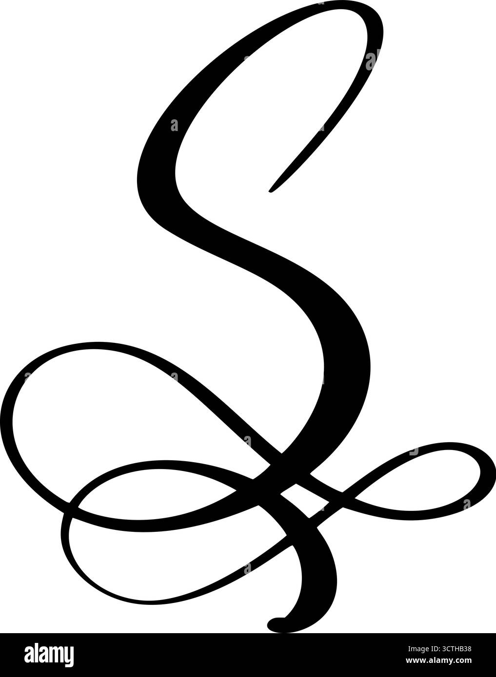 Black calligraphic vector letter S hand drawn forming part an elegant ...