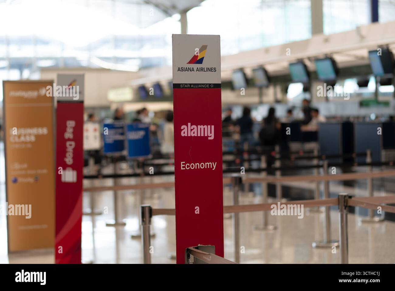 Hong Kong, China - September 20, 2025: Asiana Airlines check-in area in ...