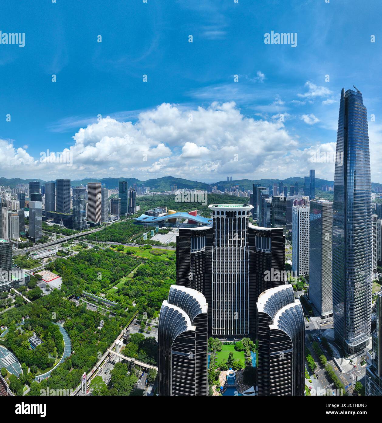 Aerial photography of Ping An Financial Center in Futian CBD, Shenzhen ...