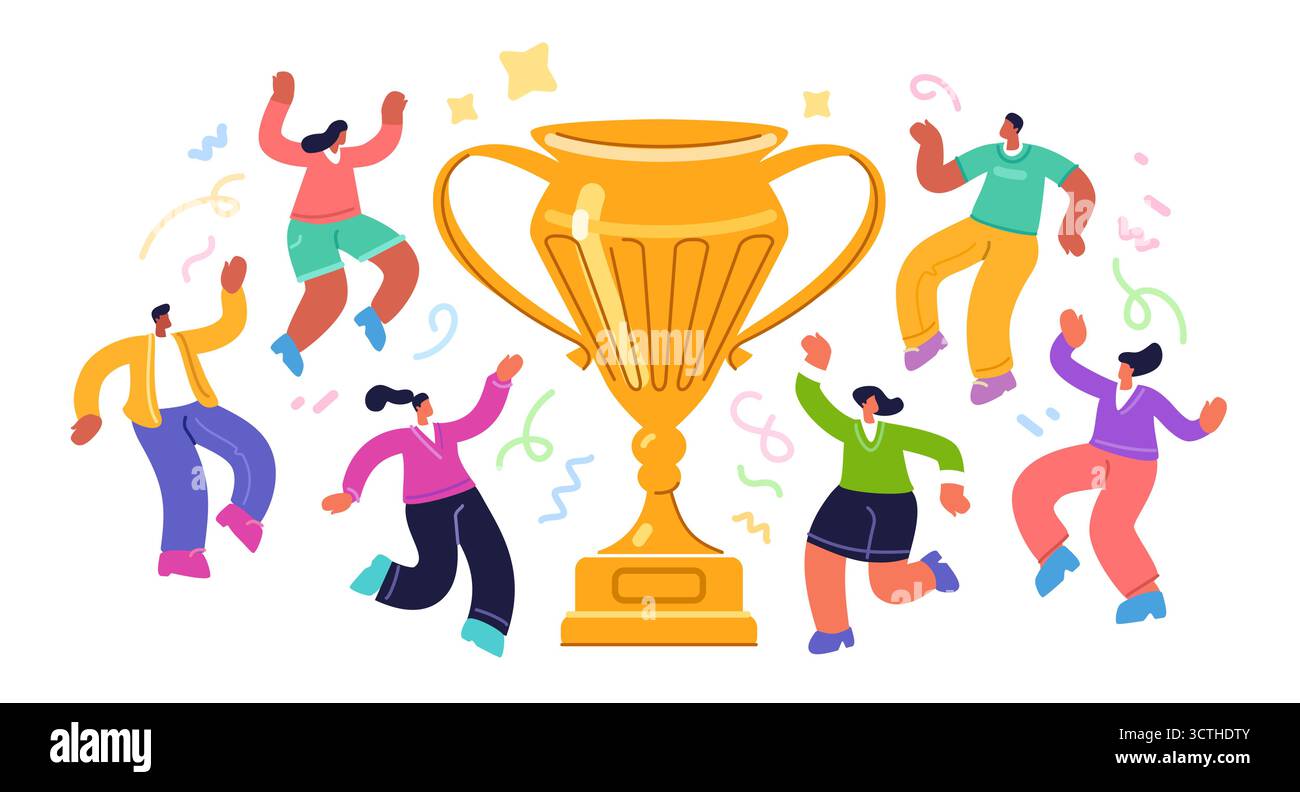 Group of happy people jumping, celebrating success, achievement or ...