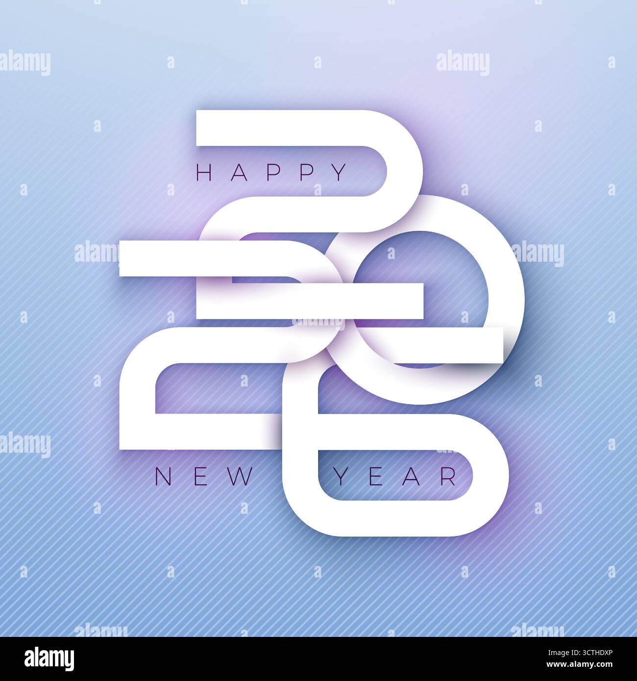 Happy New Year 2026 Greeting Card Design with Cut Out Number on Light ...