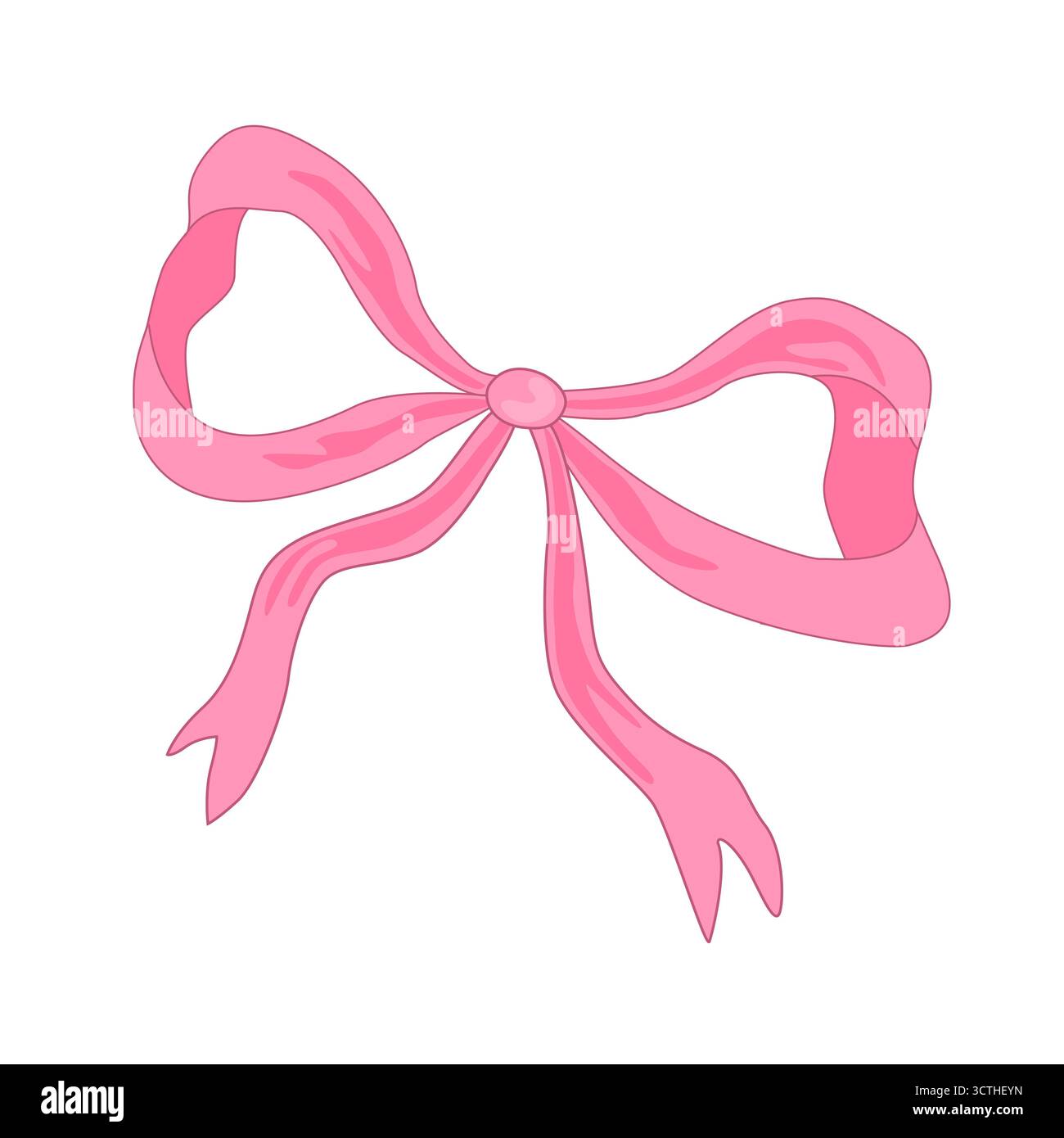 Cute hand drawn pink bow illustration. Delicate, feminine ribbon art ...