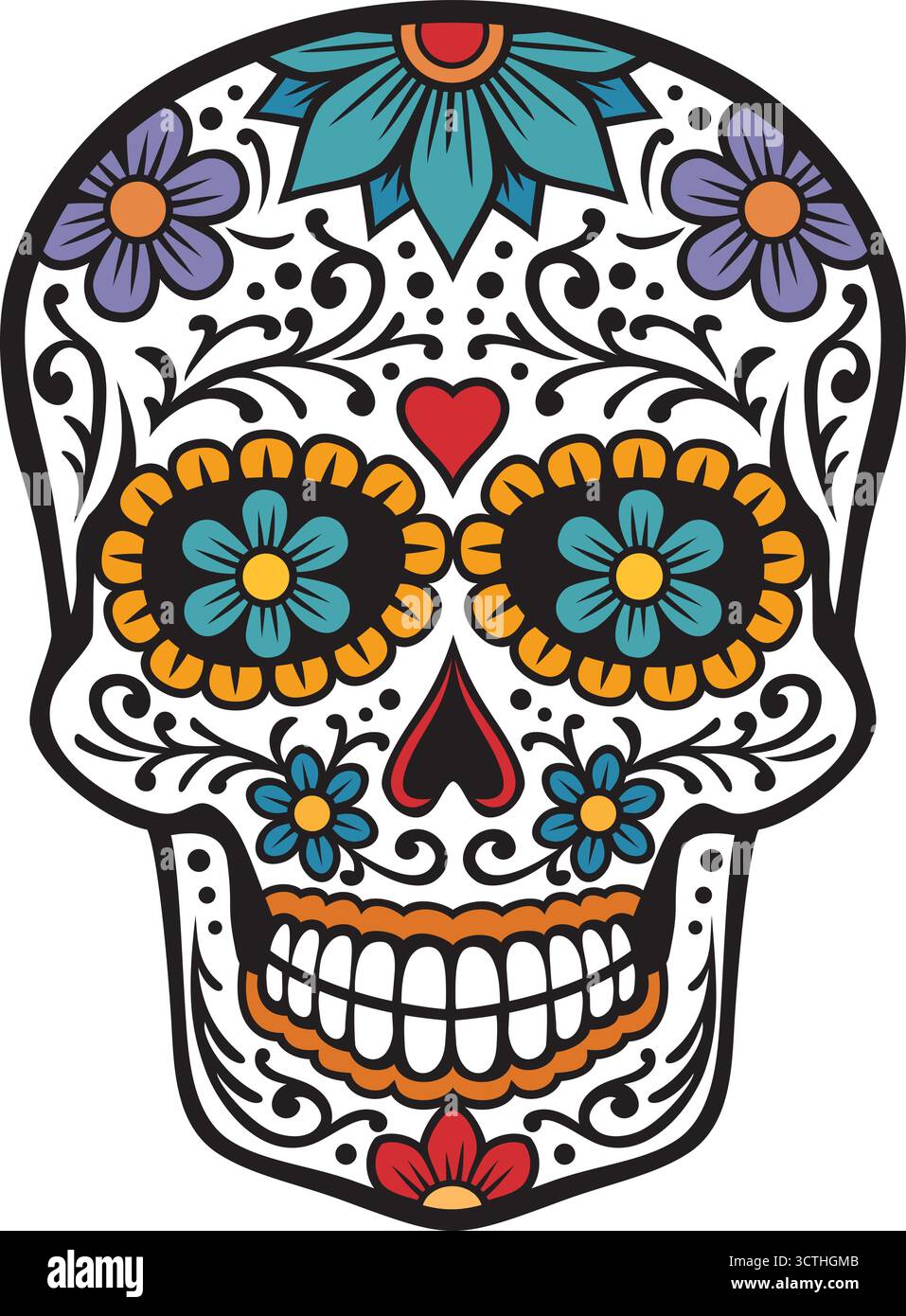 Day of the dead skull skeleton mexican Stock Vector Images - Alamy