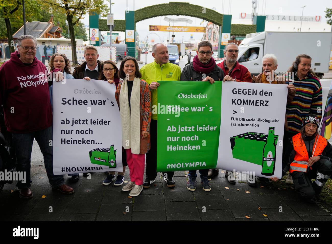 People hold banners reading 'It was great-unfortunately, from now on ...