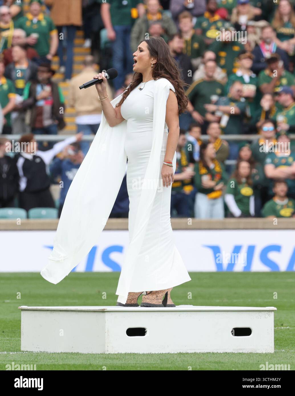 Sophie Oliver singing The National Anthem for Argentina before kick off ...