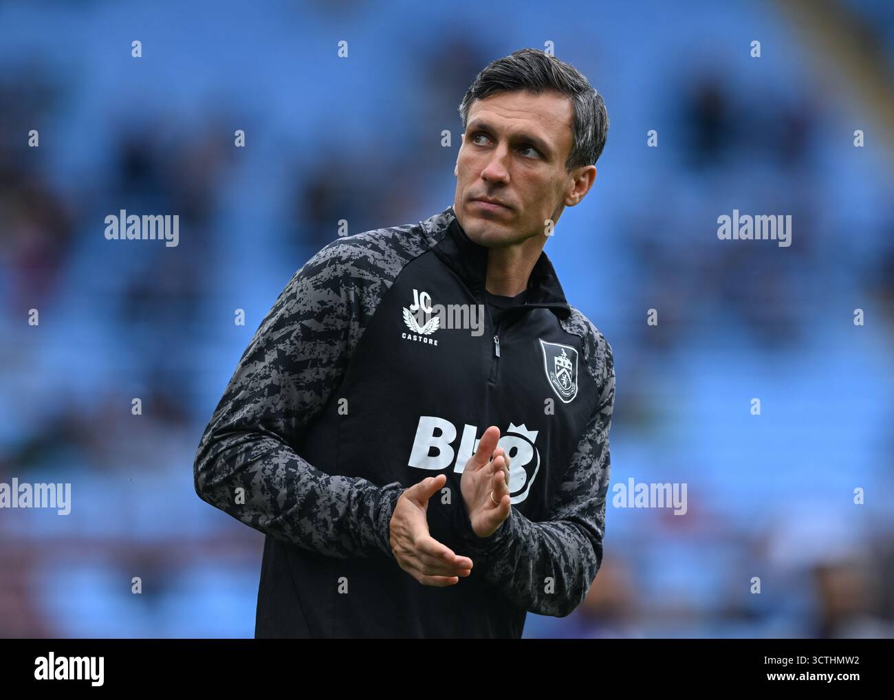 Burnley coach Jack Cork applauds fans ahead of the Premier League match ...