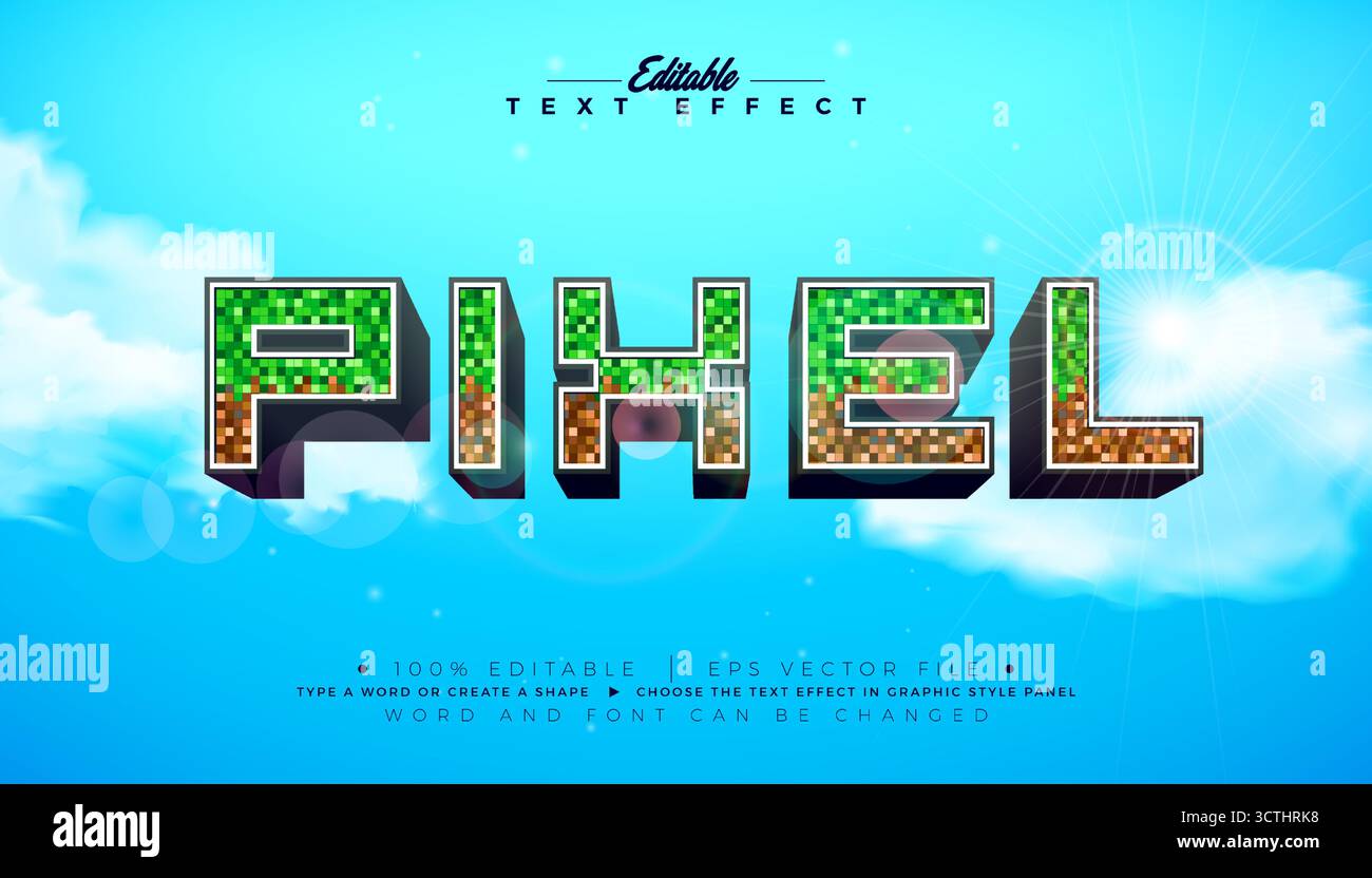 Pixel Editable Text Effect Design Illustrator Graphic Style with ...
