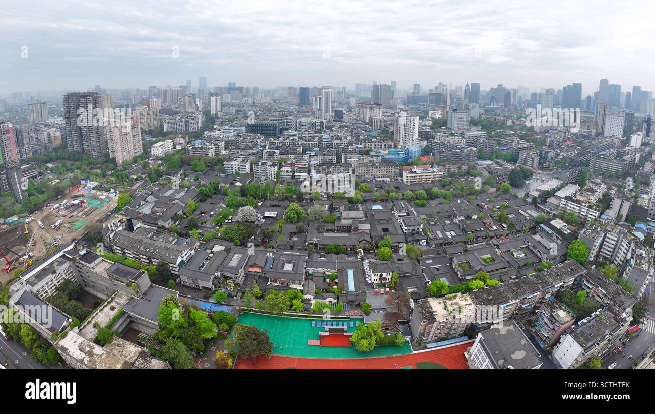 Aerial photography of Kuanzhai Alley block in Qingyang District ...