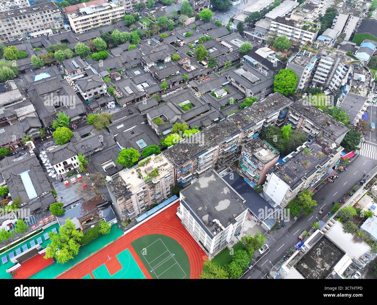Aerial photography of Kuanzhai Alley block in Qingyang District ...