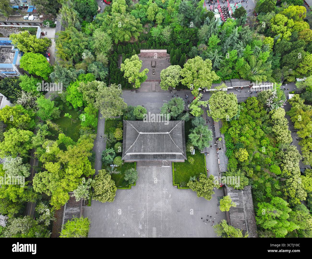 Aerial photography of Liu Xiangs tomb in Jinli, Wuhou Temple Museum ...