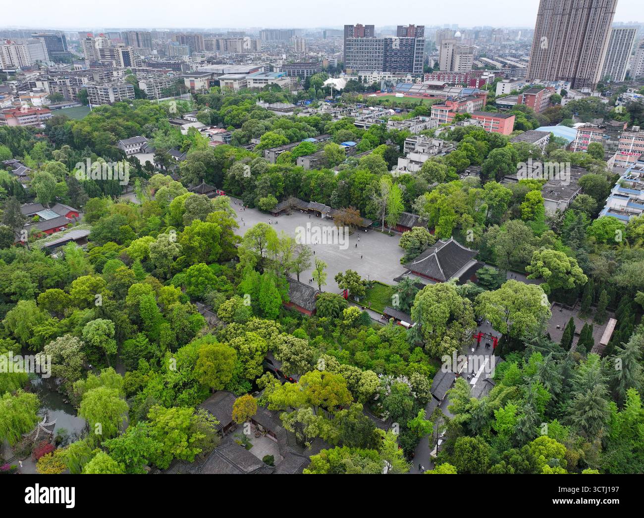 Aerial photography of Liu Xiangs tomb in Jinli, Wuhou Temple Museum ...