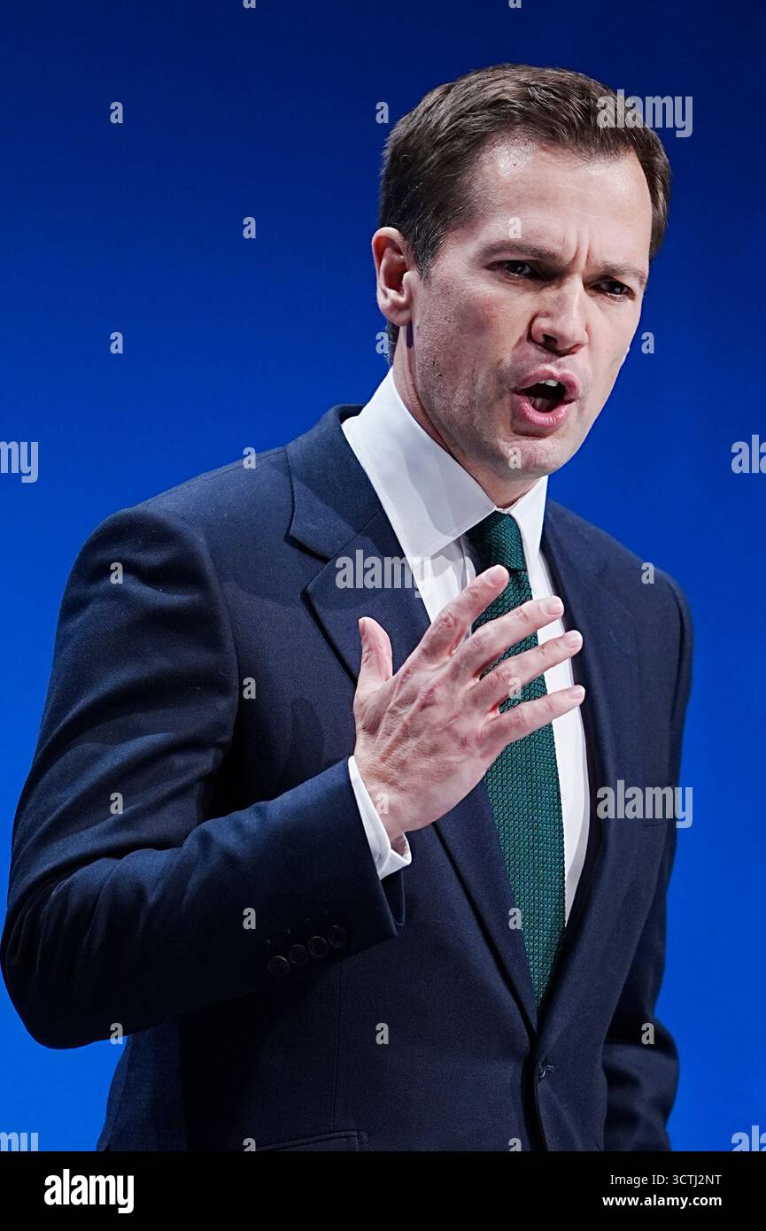 Shadow justice secretary Robert Jenrick delivers a speech during the ...