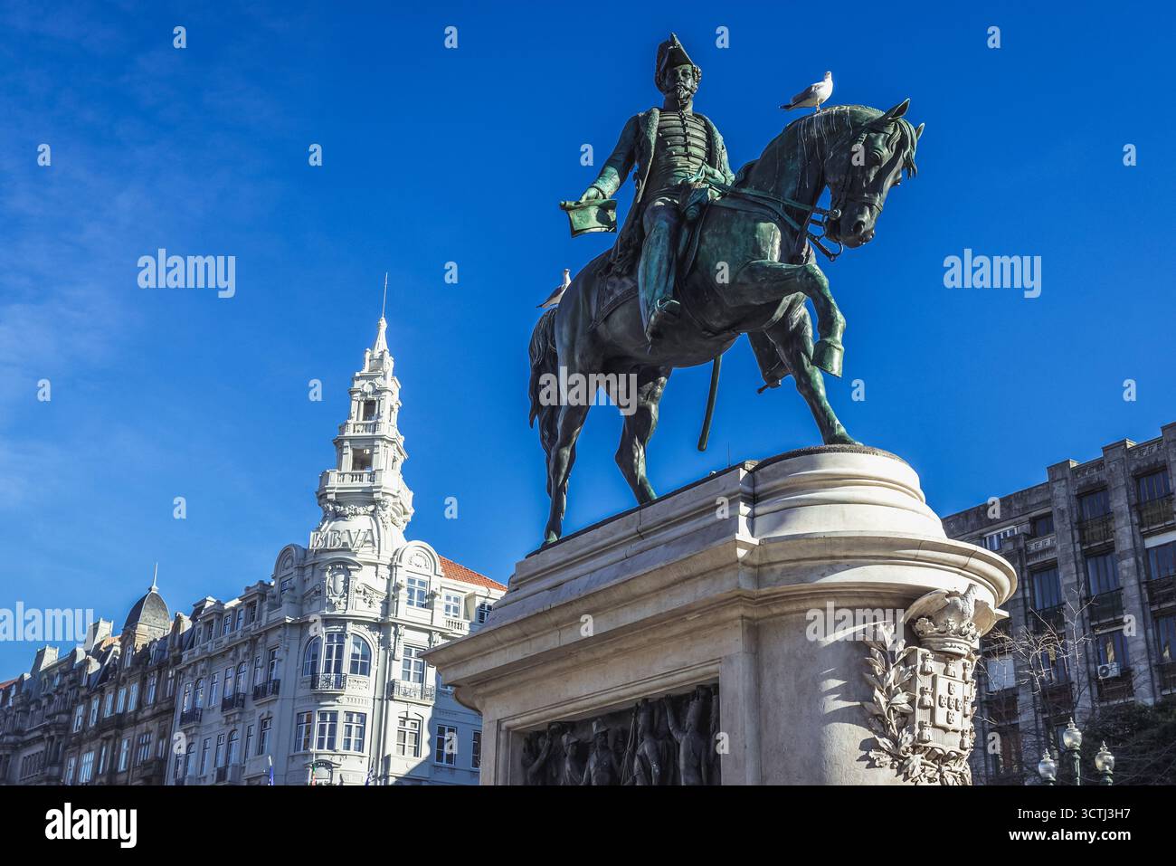 Statue of King Peter IV The Liberator, Liberty Square in Porto ...