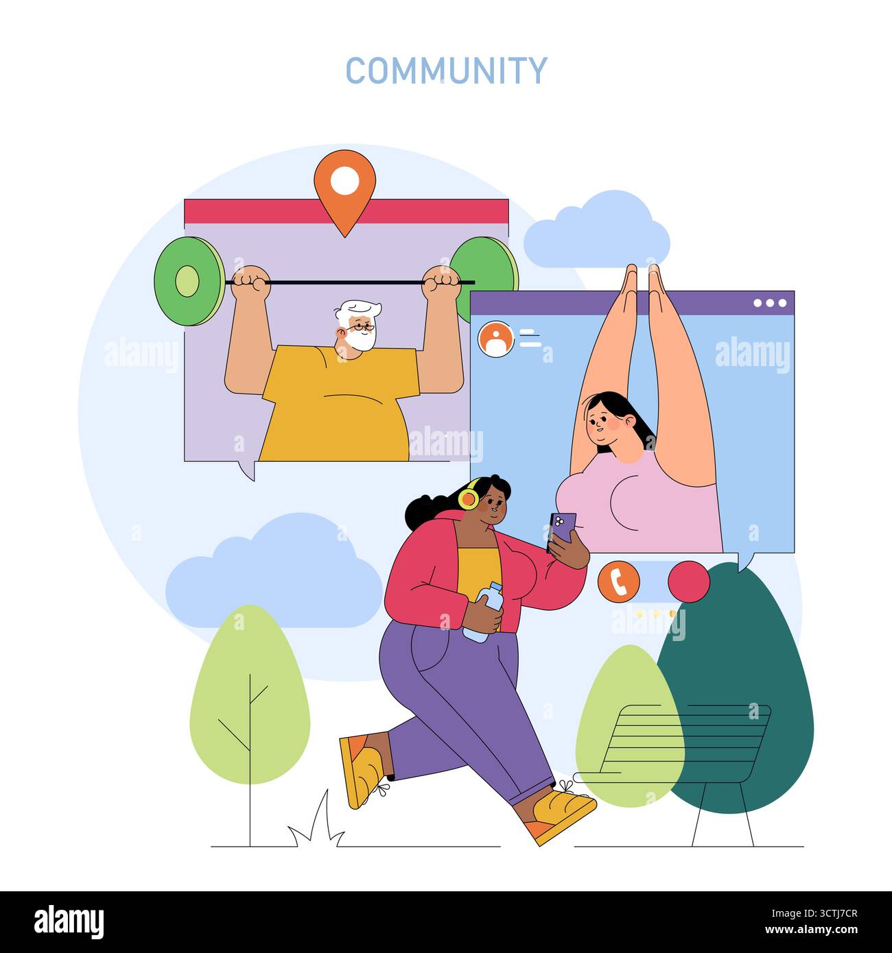 Virtual fitness community Stock Vector Images - Alamy