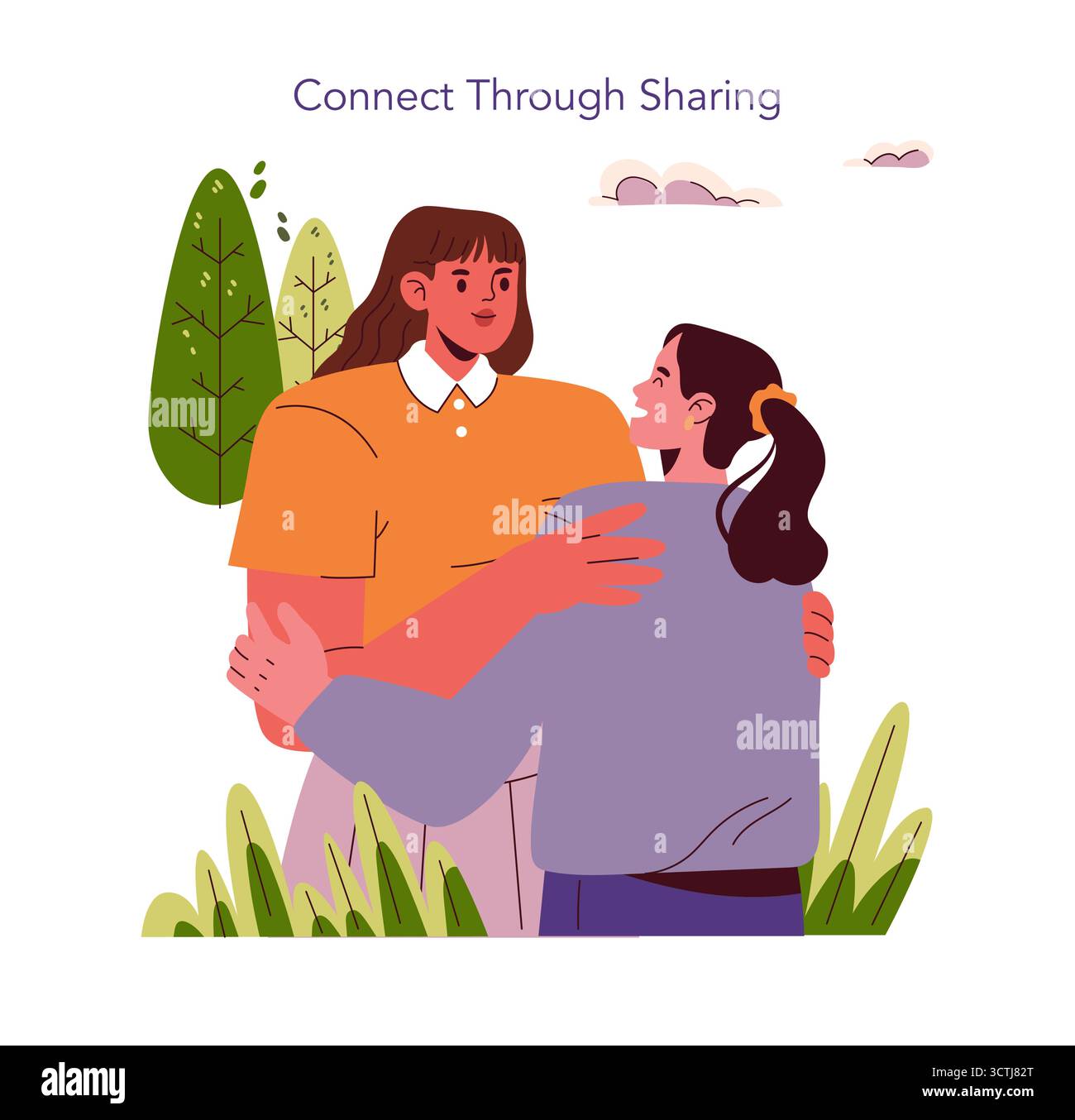 Vector illustration heartfelt embrace Stock Vector Images - Alamy