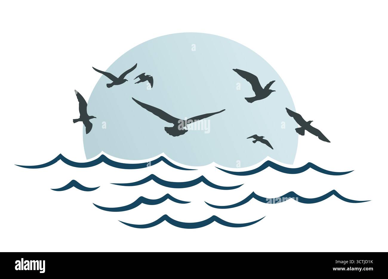 Ocean birds seascape wave Stock Vector Images - Alamy