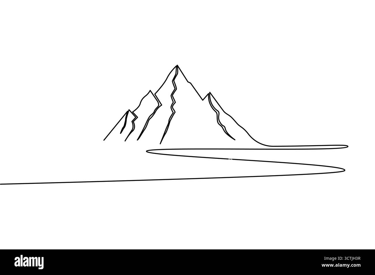 Mountain peak continuous one line drawing minimalist nature landscape ...