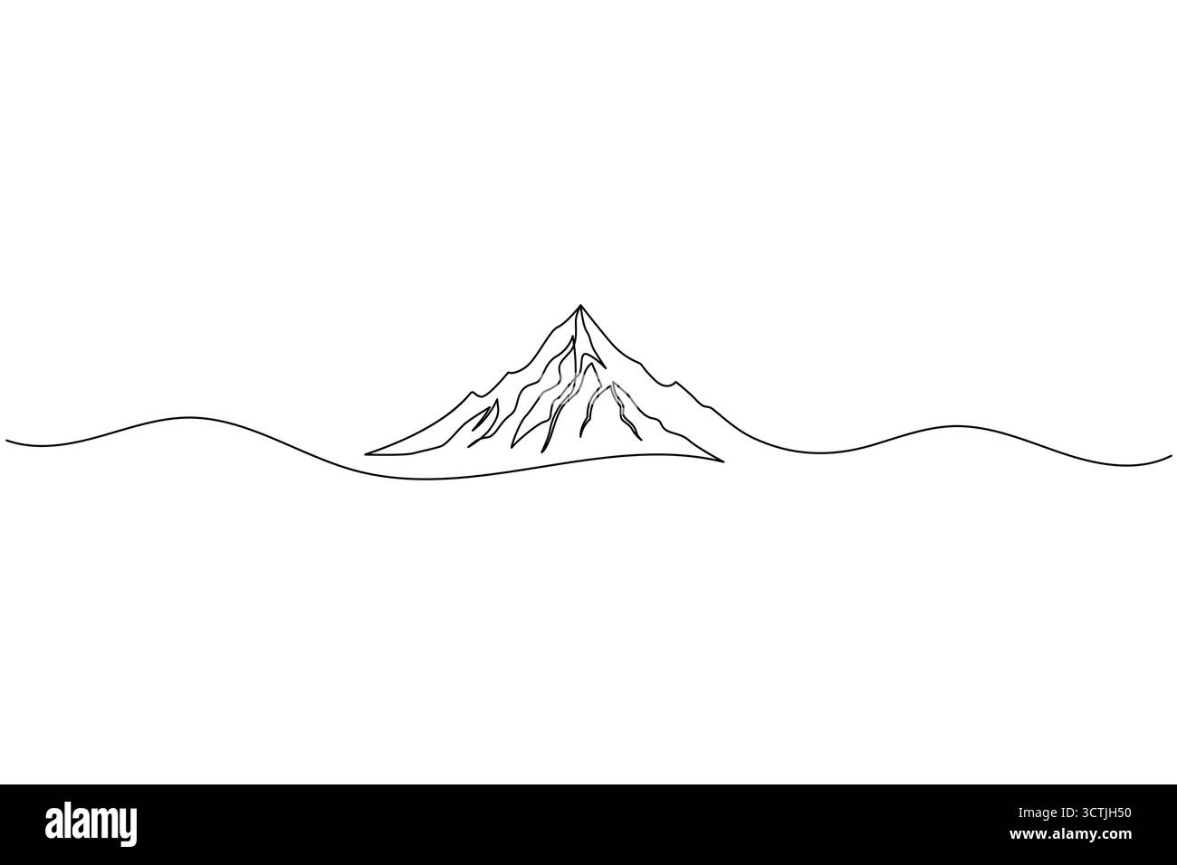 Mountain peak continuous one line drawing minimalist nature landscape ...