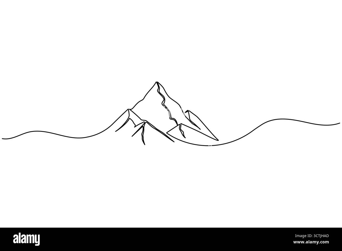 Mountain peak continuous one line drawing minimalist nature landscape ...