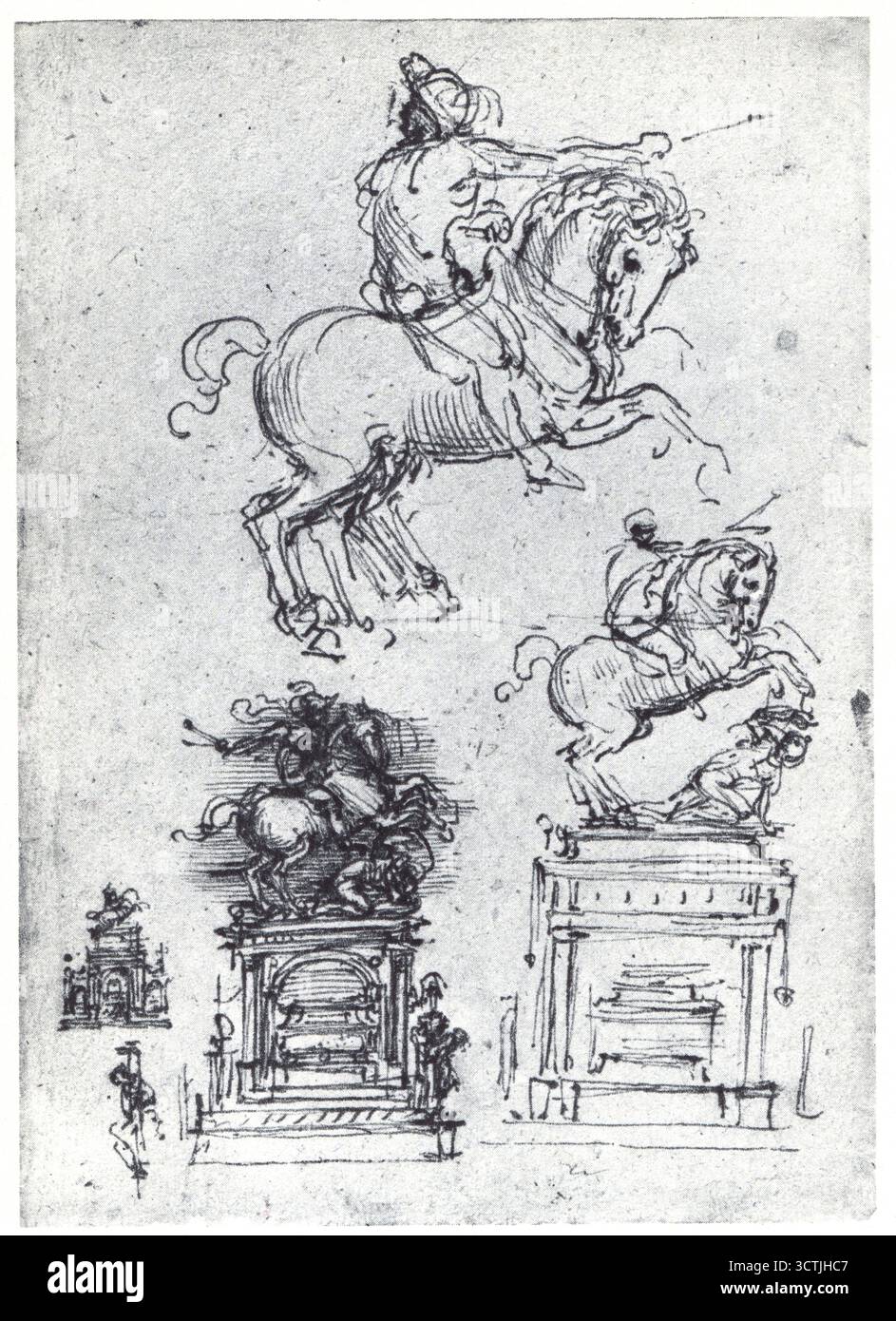 LEONARDO DA VINCI.Study for the Trivulzio Monument.1511-1512 Stock ...