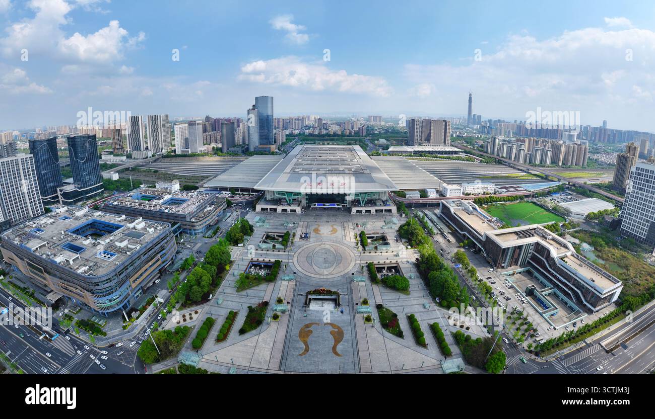 Aerial photography of Chengdu East Station in Chengdu, Sichuan Province ...