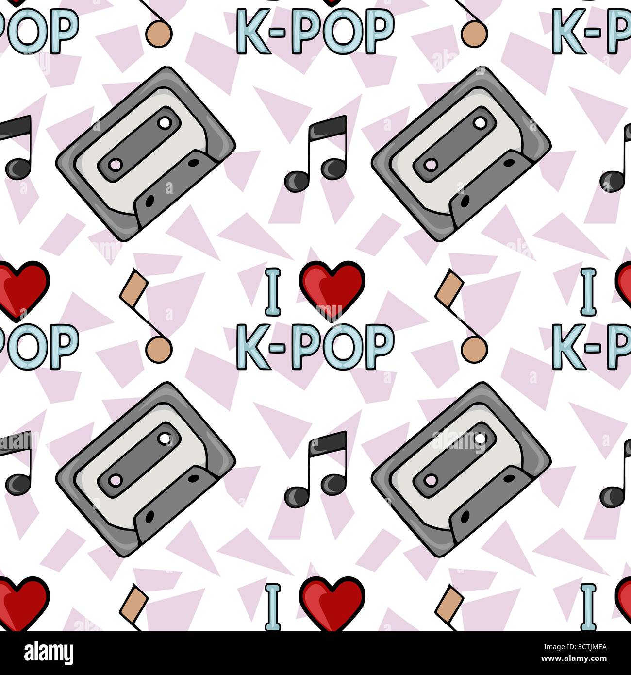 A vibrant vector seamless pattern celebrating K-Pop culture with iconic ...