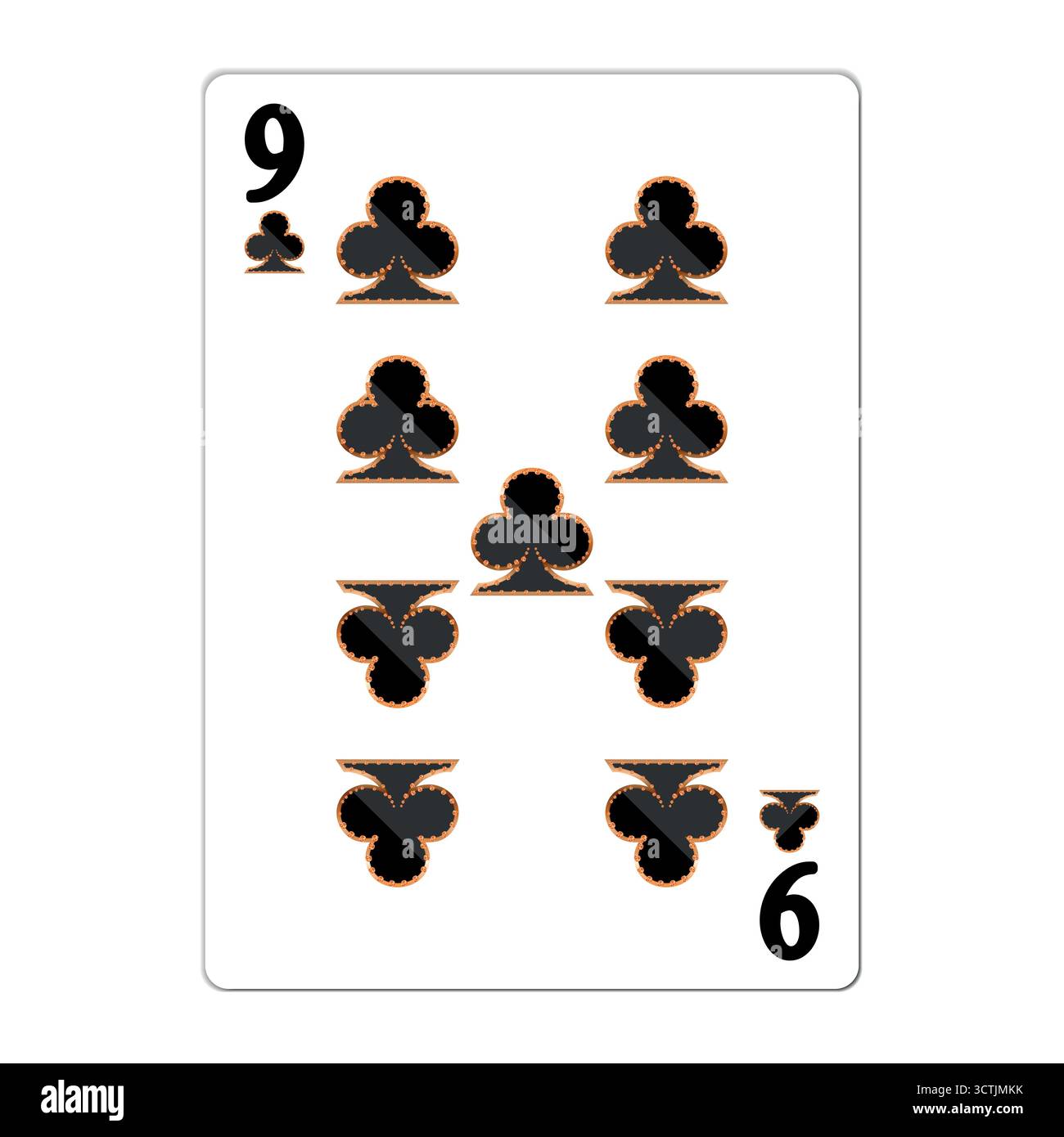 Nine of clubs. Playing card with golden elements. Casino icons ...