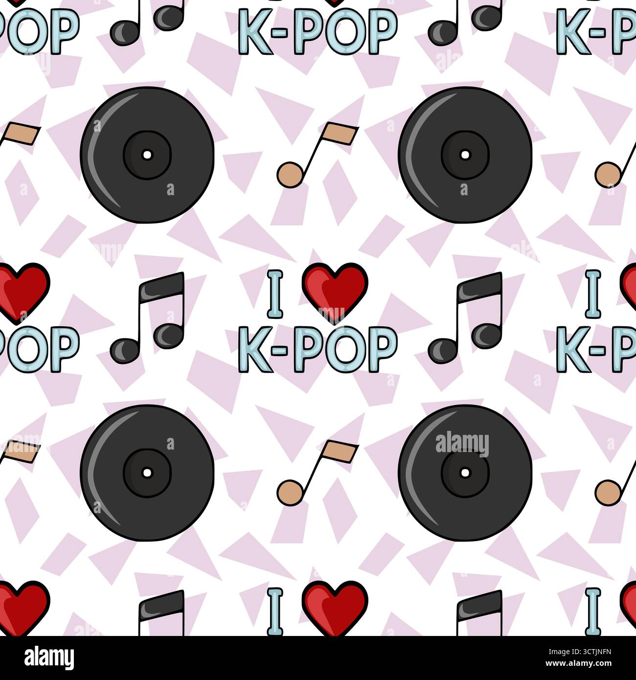 Seamless vector pattern celebrating K-Pop music with iconic vinyl ...