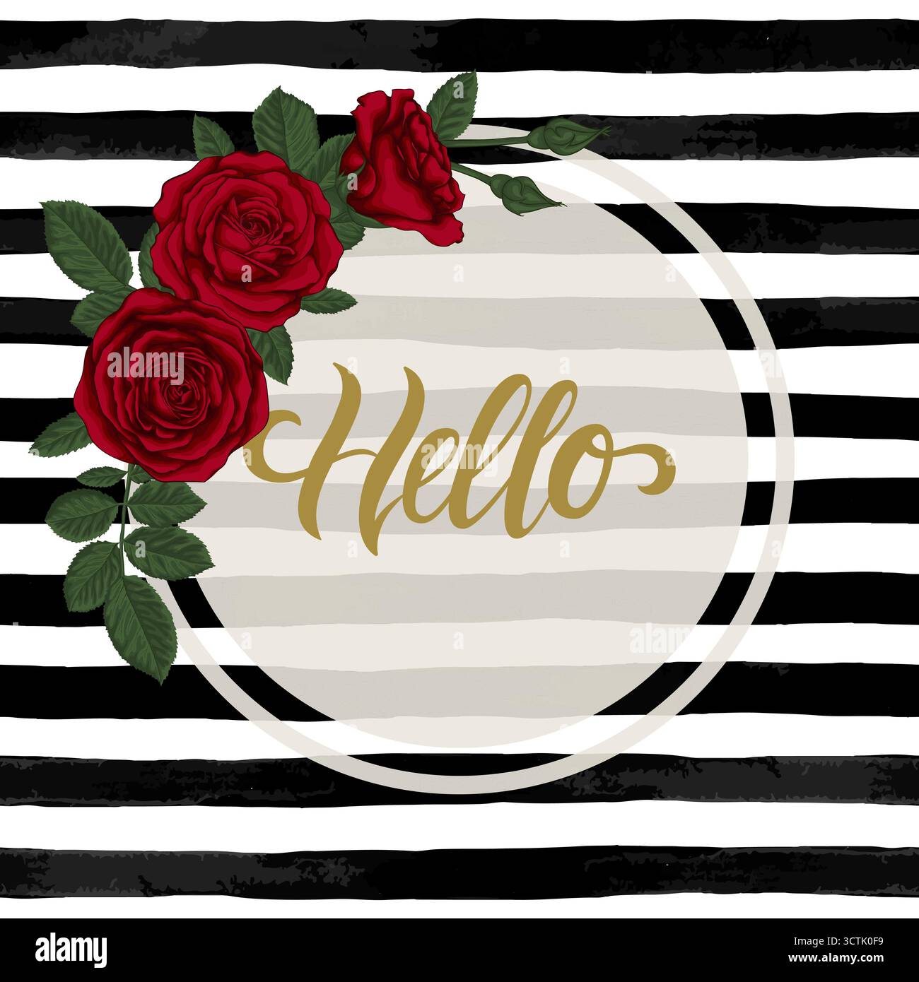 Hello black white sticker Stock Vector Images - Alamy
