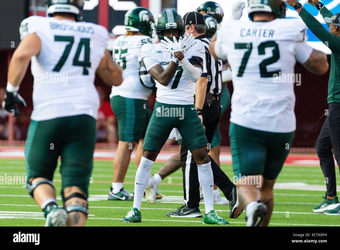 Michigan State cornerback Joshua Eaton (7) celebrates a play against ...