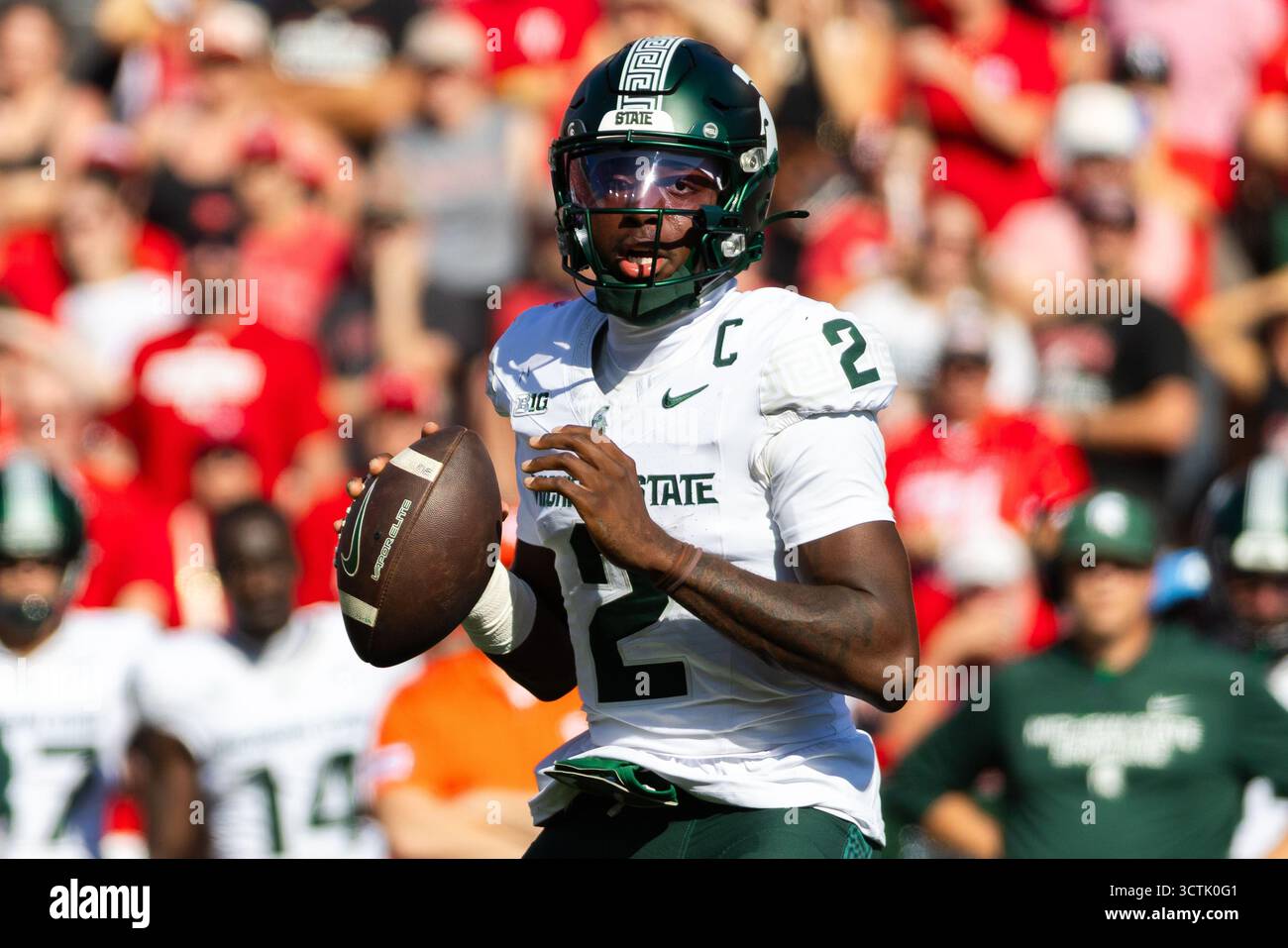 Michigan State quarterback Aidan Chiles (2) looks to pass against ...