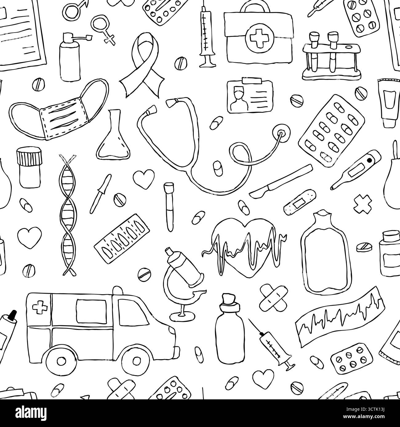 Vector hand drawn ambulance Stock Vector Images - Alamy