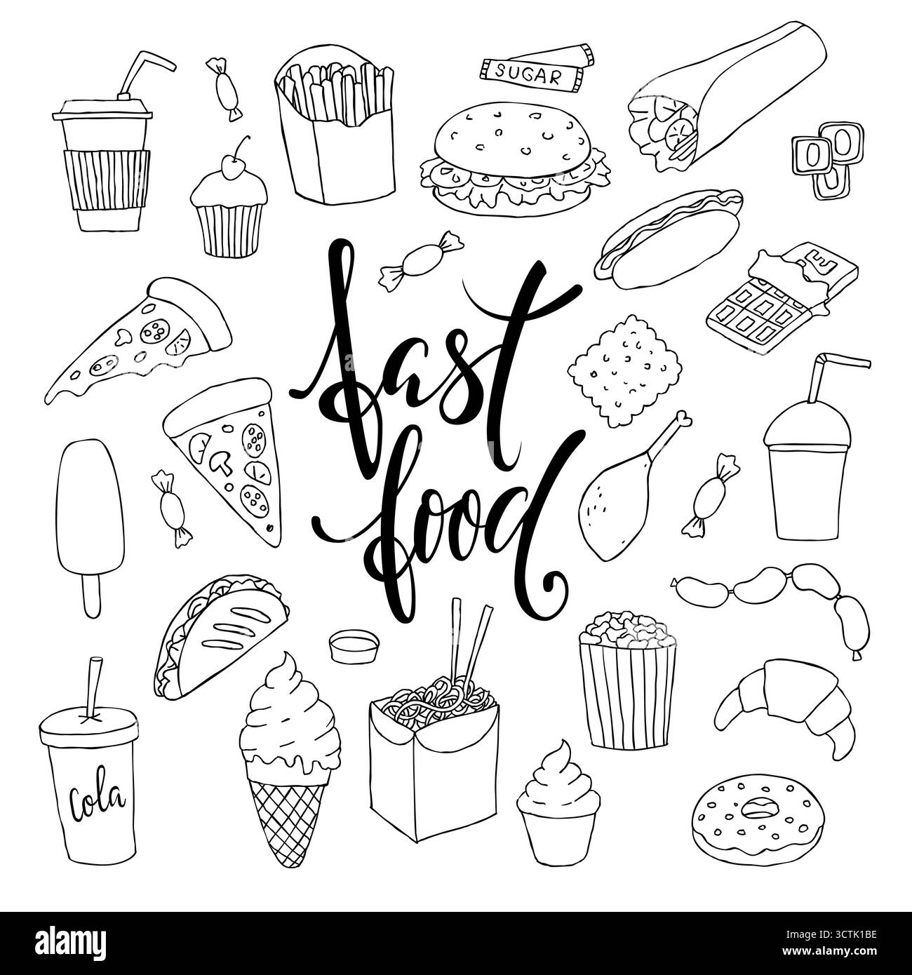 Set script food text Cut Out Stock Images & Pictures - Alamy