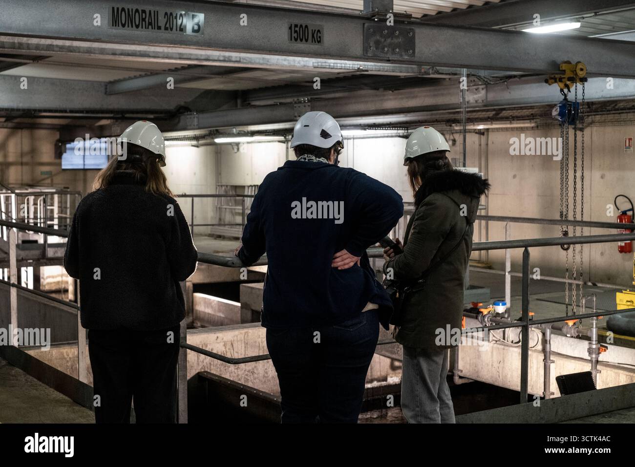 A room containing tanks filled with flocs and untreated water in the ...