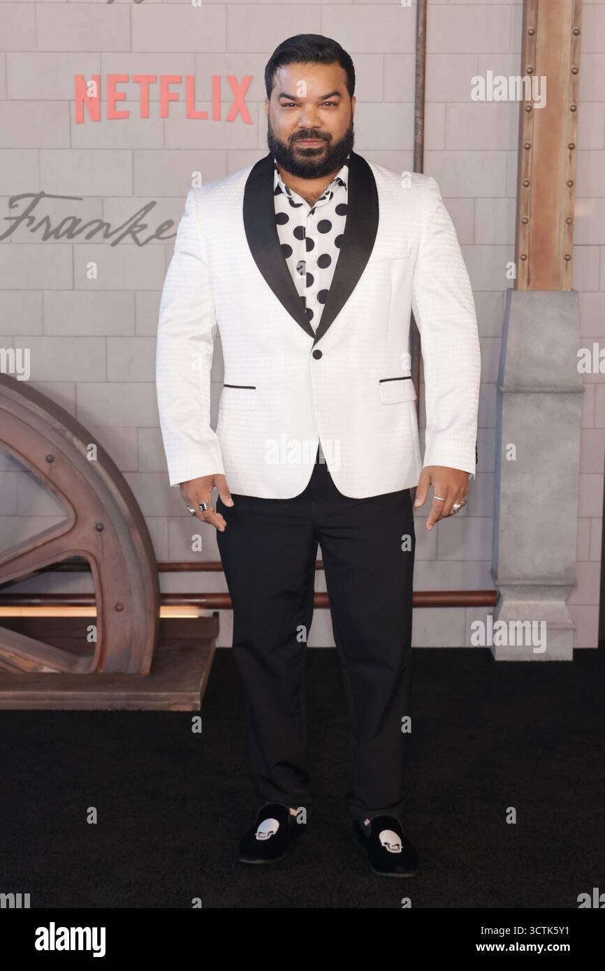 Adrian Dev attends 'Frankenstein' Film Premiere at the Academy Museum of Motion Pictures on ...