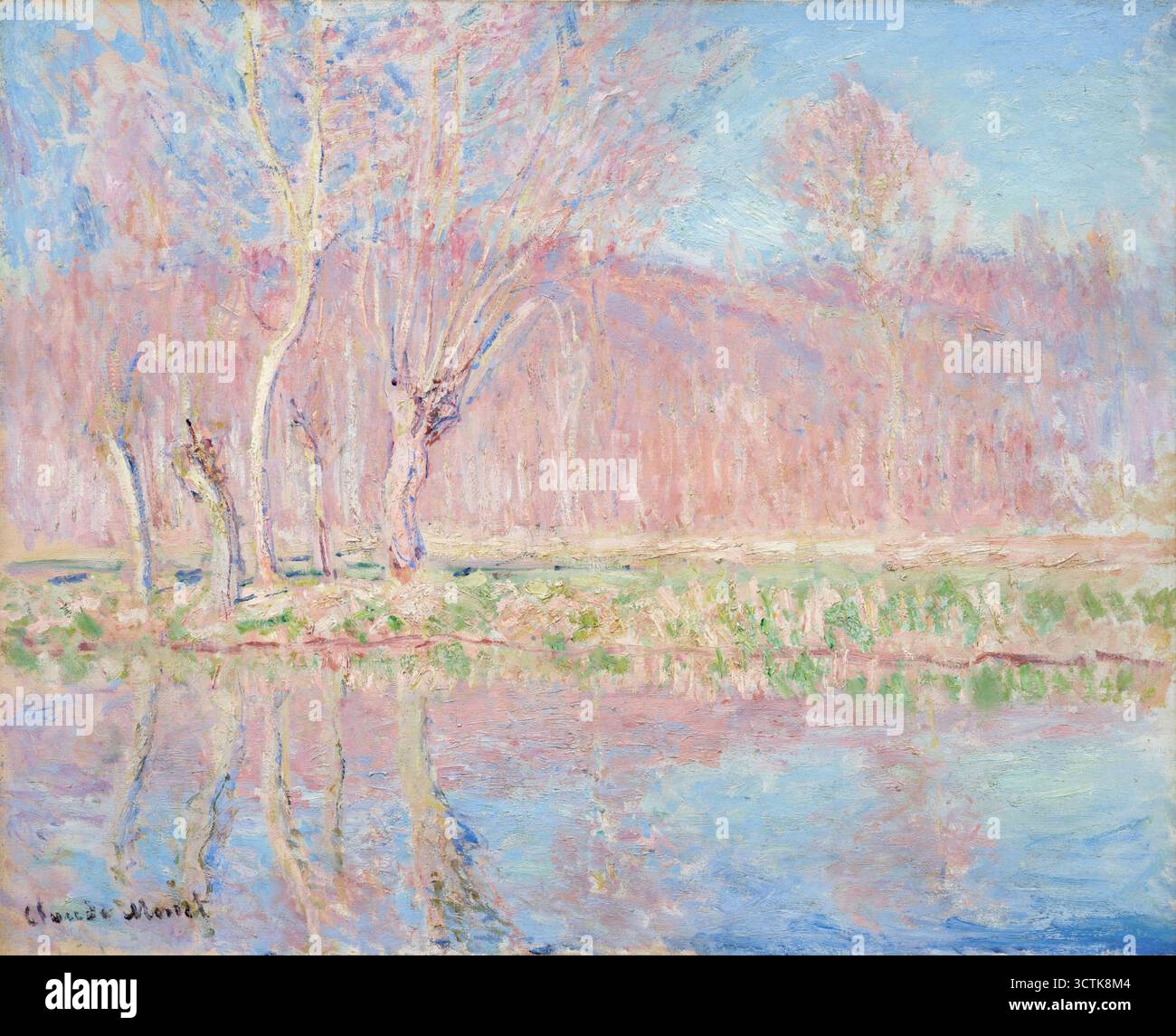 Trees by the water, spring in Giverny, 1885. Private Collection Stock ...