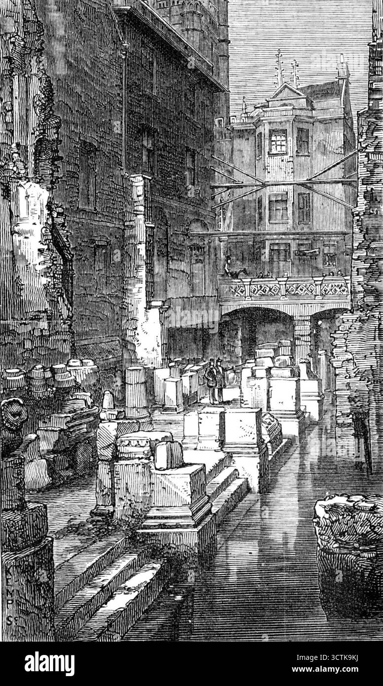 Roman baths discovered at Bath, 1883. Engraving from a photograph by ...