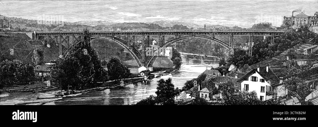 New bridge over the Aar, at Berne, Switzerland, 1883. 'A high-level ...