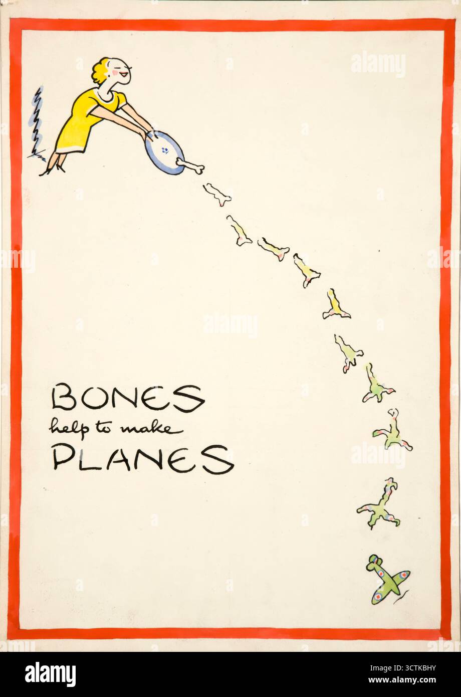 Salvage:'Bones help to make planes', World War II poster, between 1939 ...