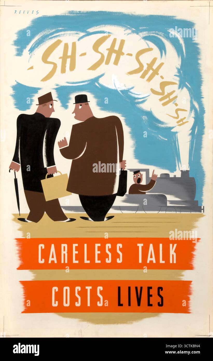 'Careless talk costs lives', World War II poster, between 1939 and 1946 ...