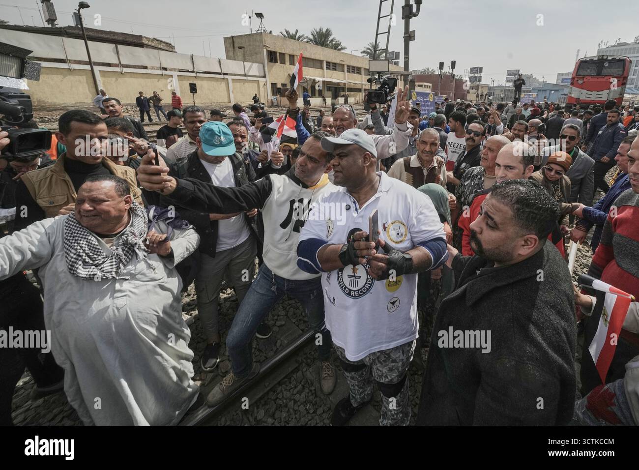 Egyptian wrestler Ashraf Mahrous, also known as Kabonga, is greeted by ...