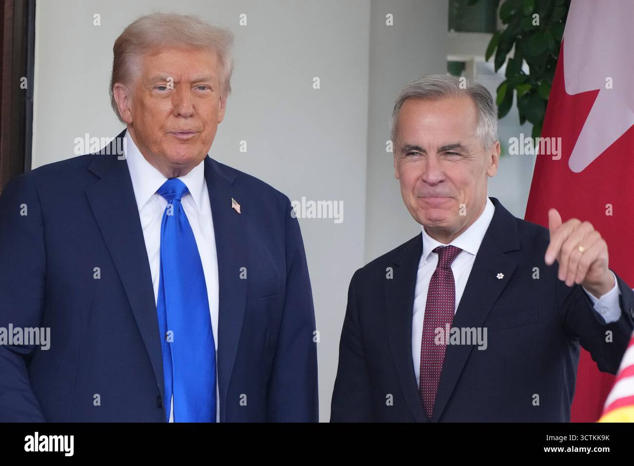 President Donald Trump greets Canada's Prime Minister Mark Carney, as ...