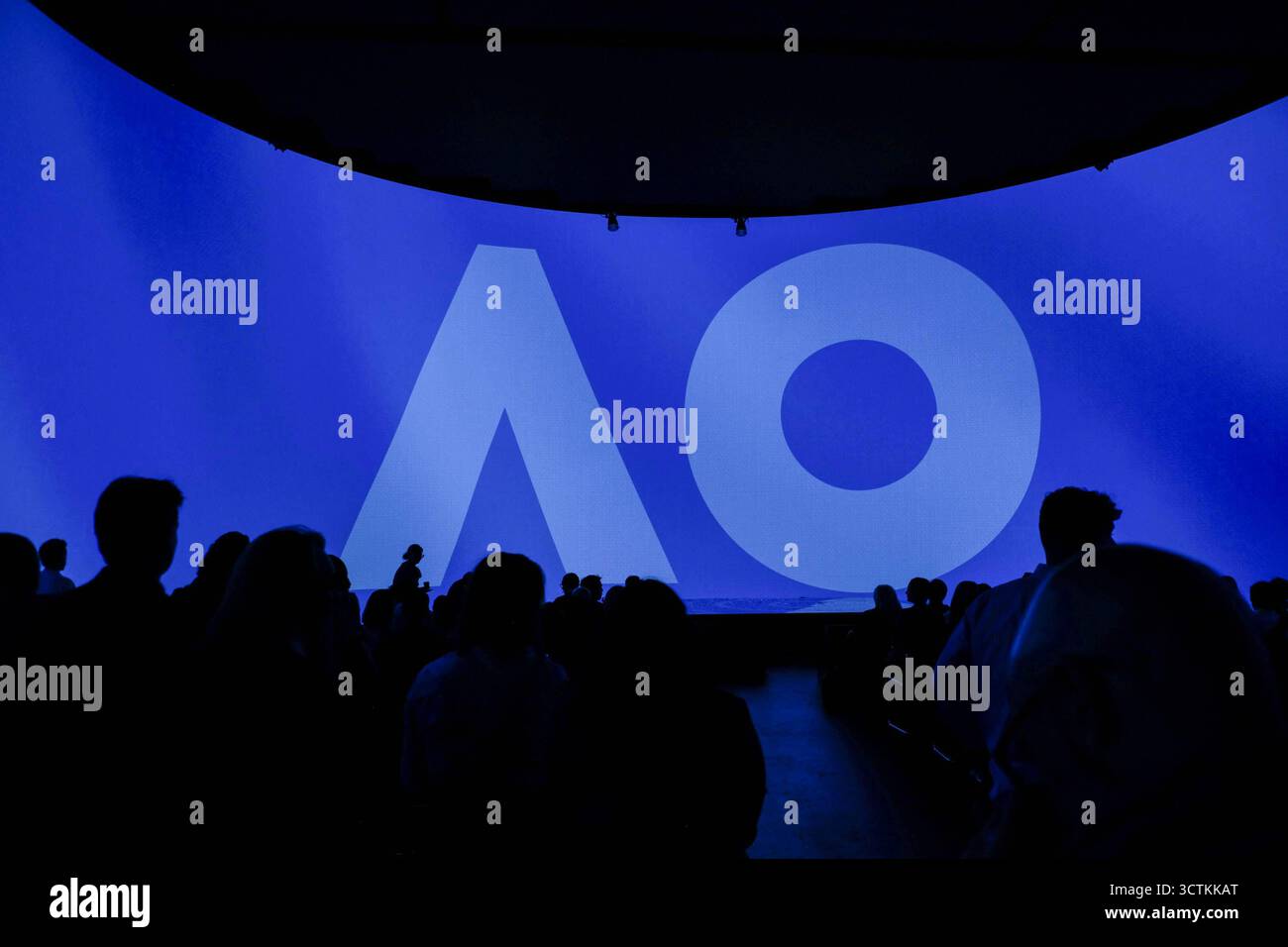 Australian Open Backdrop projection is seen on giant studio screen at ...