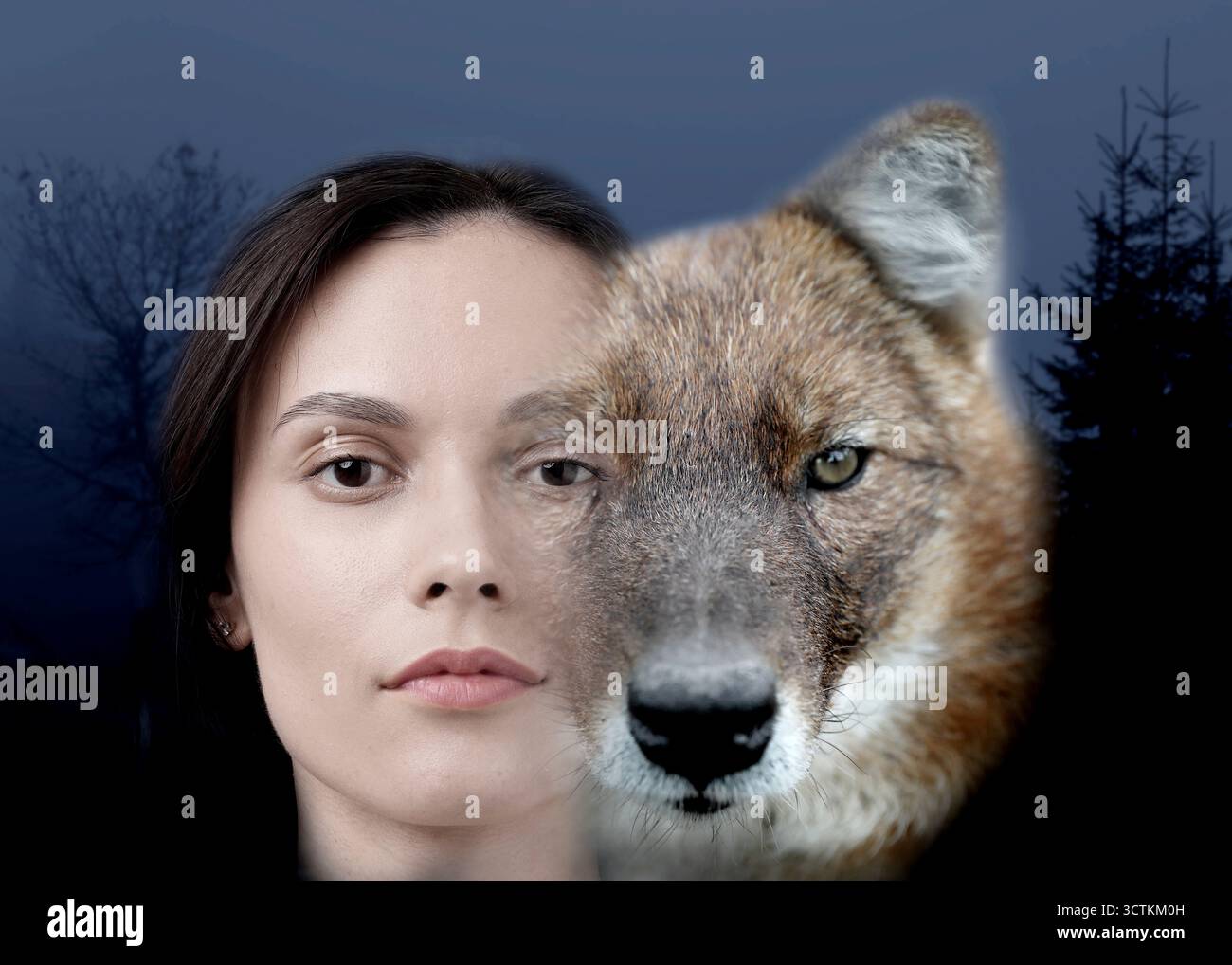 Beautiful young woman wolf hi-res stock photography and images - Alamy